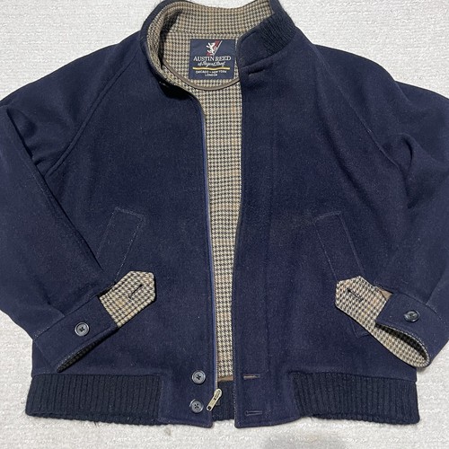 Vintage Austin Reed Wool Bomber Jacket Mens Size L Blue | eBay