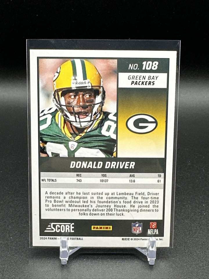 Donald Driver 2024 Score #108 Green Bay Packers Football Card NFL Card ...