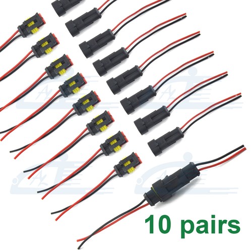 20x 2 Pin Way Car Waterproof Male Female Electrical Connector Plug Wire ...