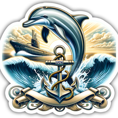 US Navy Submarine Decal - Navy Dolphin Decal - USN Veteran Sticker - 5 ...