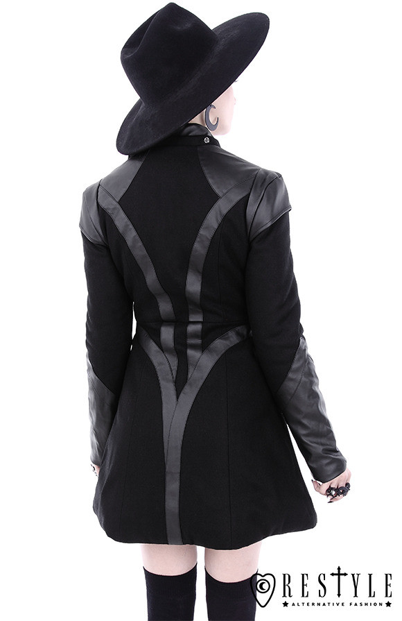 Restyle Future Goth Gothic Black Emo Punk Rocker Adult Womens Coat ...