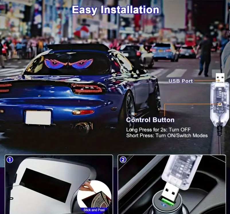 2pcs Dynamic Devil Eye Light Lamp for Car Windows Flash Led Eyes for ...