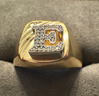 Vintage 10K Yellow Gold Mens Sterling Diamond Initial E Signet Ring Size 10.75 | eBay