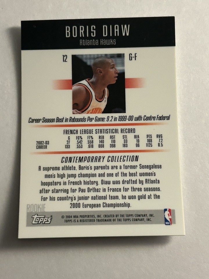2003-04 Topps Contemporary Collection Boris Diaw #12 Rookie H524 | eBay