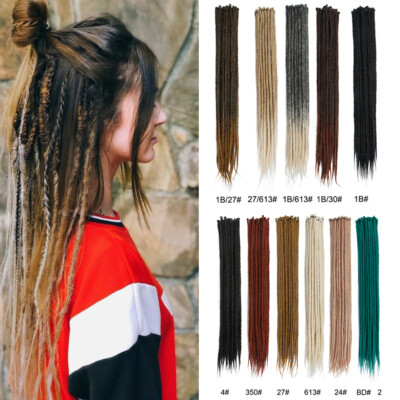20" 0.6cm Soft Thin Dreadlocks Synthetic Single Ended Dreads Extension ...
