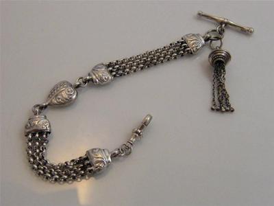 STERLING 925 SILVER T-BAR WATCH CHAIN | eBay