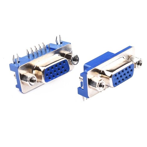 Blue Parallel Port VGA Adapter Socket 3 Rows 15 Pins 90 Degree Female ...
