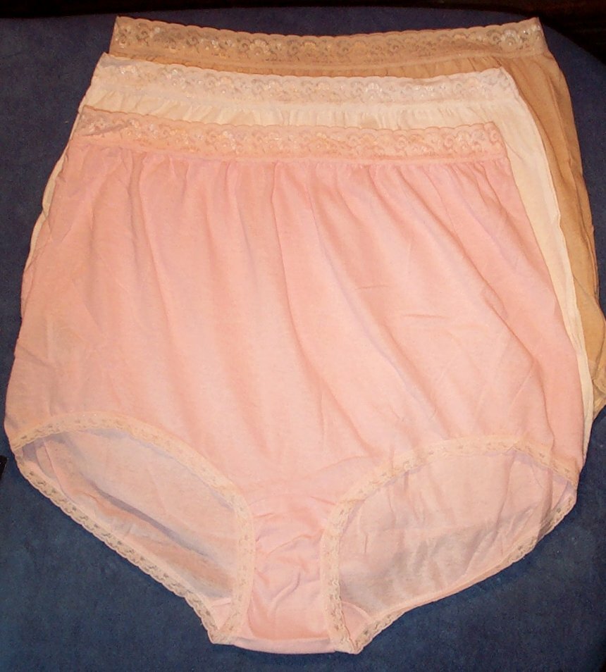 3 Pair Size 11 Assorted Elastic Lace Top & Legs 100% COTTON PANTY Made ...