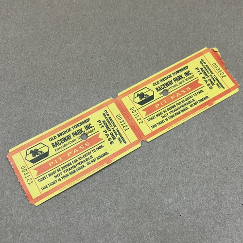 2 x Vintage Raceway Park Englishtown NJ PIT PASS Ticket Stubs | eBay