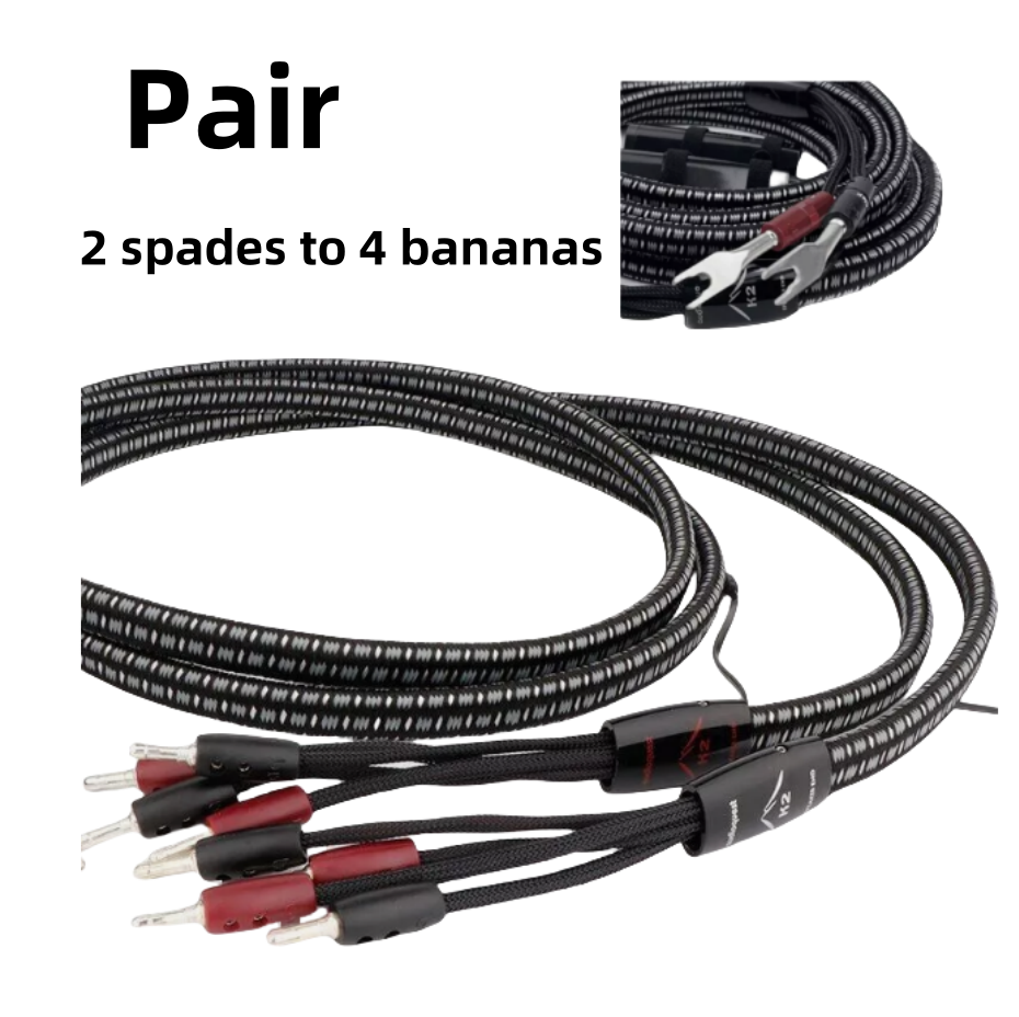 K2 Speaker Wire Cable with 72V DBS Silver Banana Spade Plug Bi-wire ...