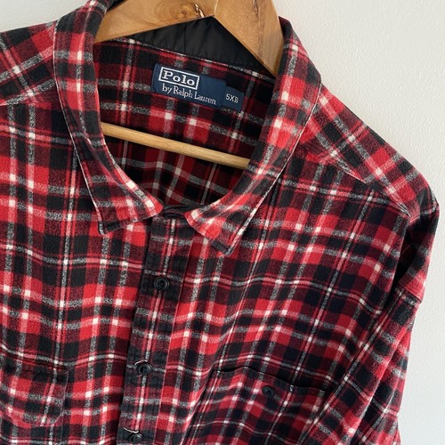 Polo Ralph Lauren Shirt Size 5XB Big XXXXXL 5XL Mens Cotton Red Tartan ...