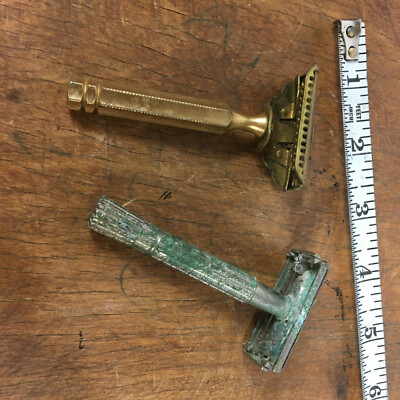 Vintage Antique Shaving Safety Razors GEM Gillete Gold Mens Straight ...