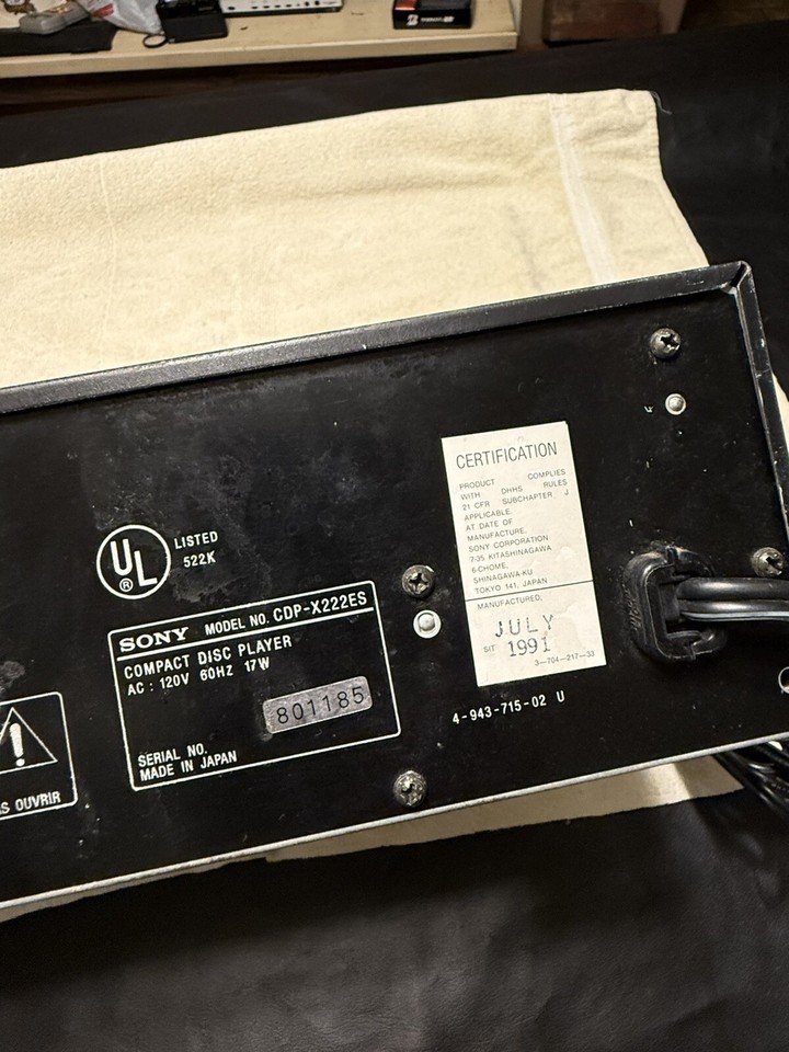 Vintage Sony CDP-X222ES ES Series Compact Disc CD Player TESTED Works ...