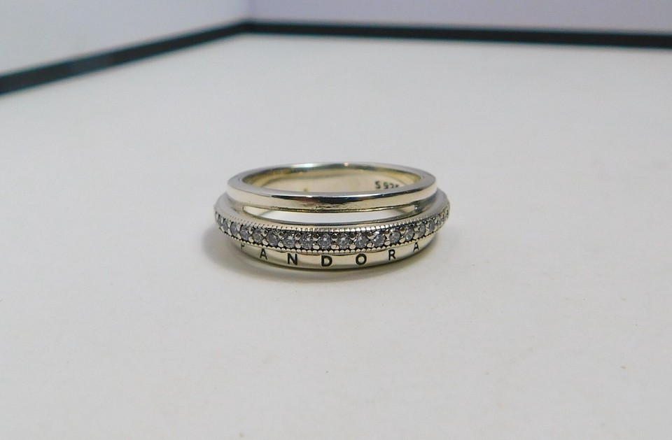 Authentic Pandora Ring, Triple Band Pave, #199040C01 | eBay