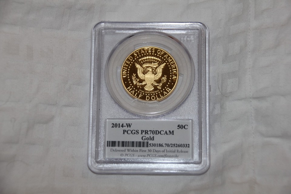 2014 50C Kennedy Half Dollar 50th Anniv. Gold Proof Coin PCGS PF70 DCAM ...