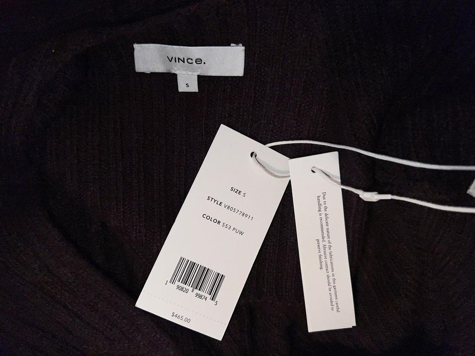 NWT Vince Turtleneck Cashmere Open Back Chunky Plum Wine Sweater sz XS ...