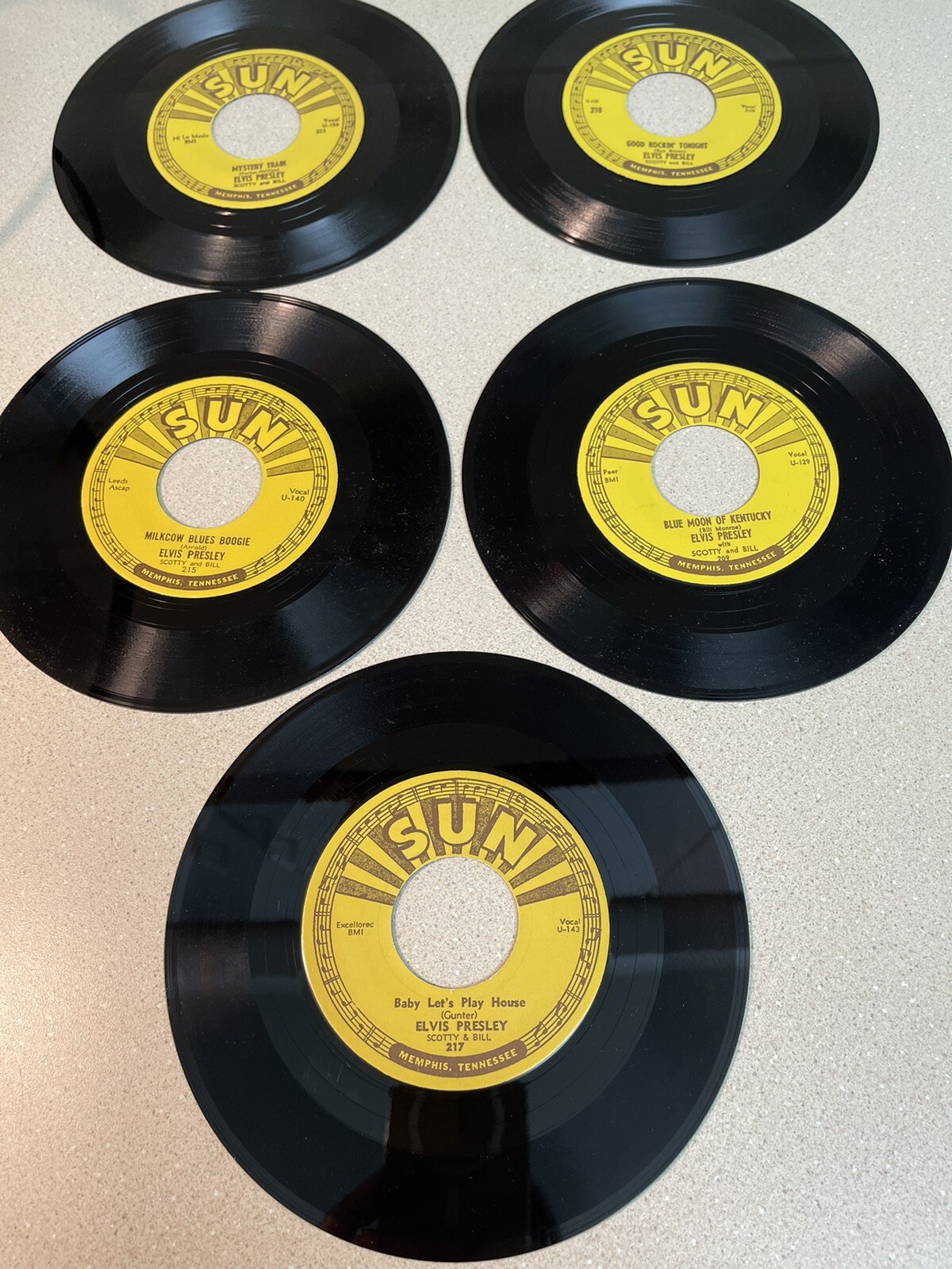 Five Elvis Presley Sun 45 Records - Marino Bootleg 1972 | eBay