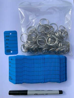 100 Car Key Tags - Blue - Strong ring/Sharpie Ultra Fine Pen | eBay UK