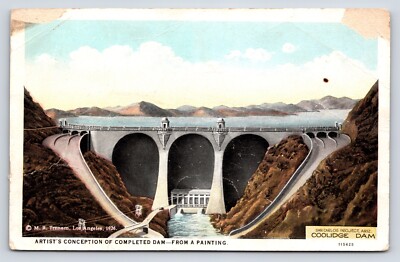 Artist's Conception Painting of Completed Coolidge Dam in Arizona ...