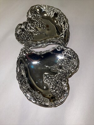 Godinger Silver Art Co Double Heart Silver Plated Serving Dish Grape ...