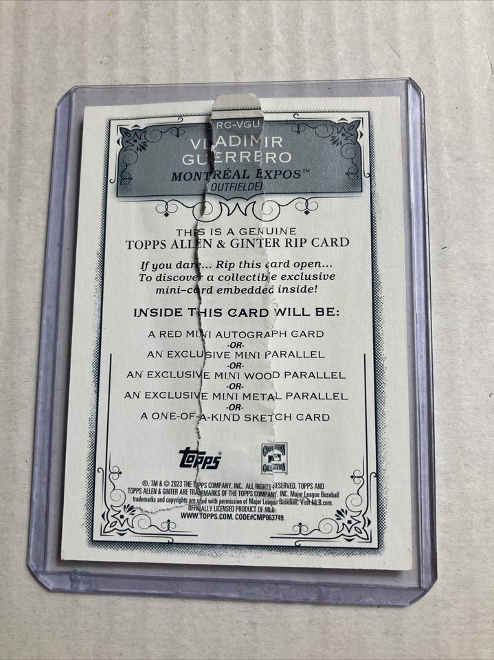 2023 Topps Allen and Ginter- VLADIMIR GUERRERO Rip Card Already Ripped ...