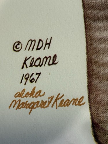 RARE Framed Signed Margaret Keane Big Eyes Print 1967 Island Royalty 20 ...