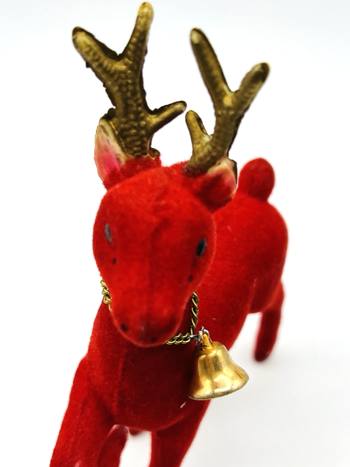 Vintage 1950s Napco Red Flocked Deer Plastic Christmas Wreath Santa ...