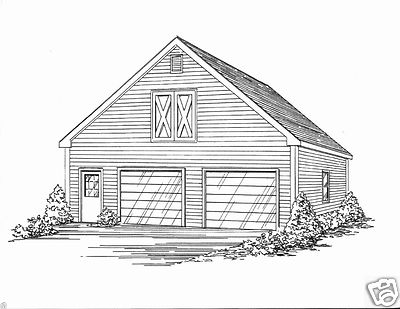 30 x 32 2 Car Front Gable Garage Building Plans with Walk Open Loft ...