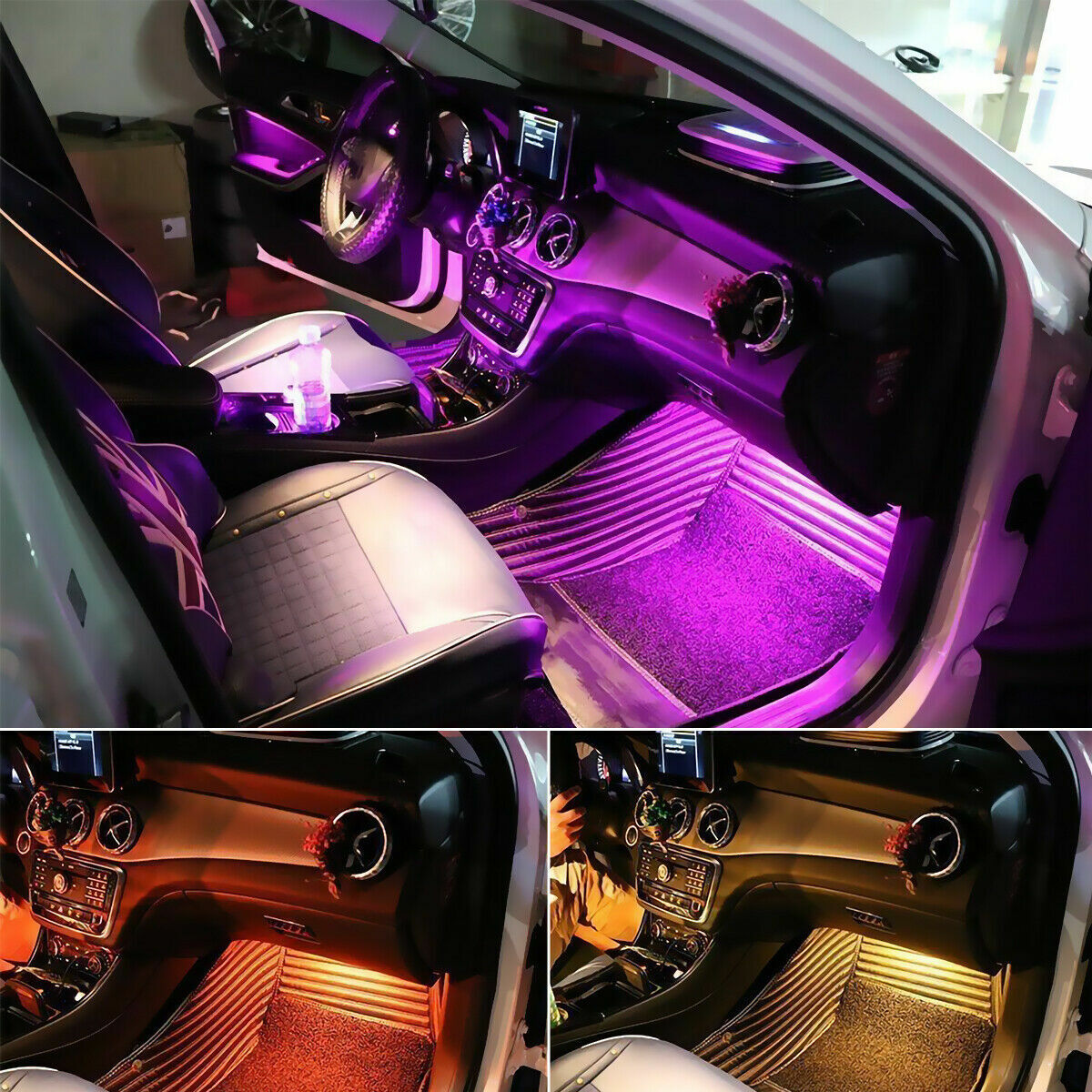Multicolour RGB Car Interior Footwell LED Strip Lights Remote ...