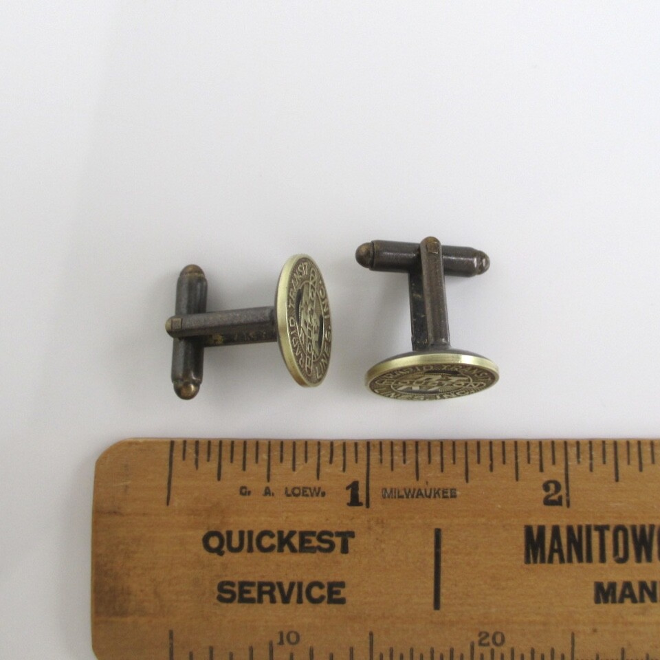 HOUSTON Transit Token Cuff Links - Repurposed Vintage Gold Tone Rapid T ...