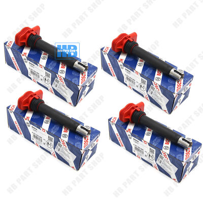 4x Ignition Coils Pack Spark Plug BOSCH Red For PORSCHE Audi S5 A7 Q7 3 ...