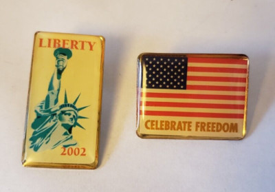 Vintage Freedom / Liberty Pins - American Flag Statue of Liberty ...