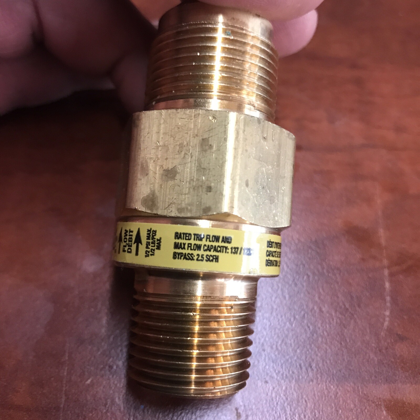 1x New Brass Excess Flow Valve EFV Series 1560 EFVB Gas Check Valve ...