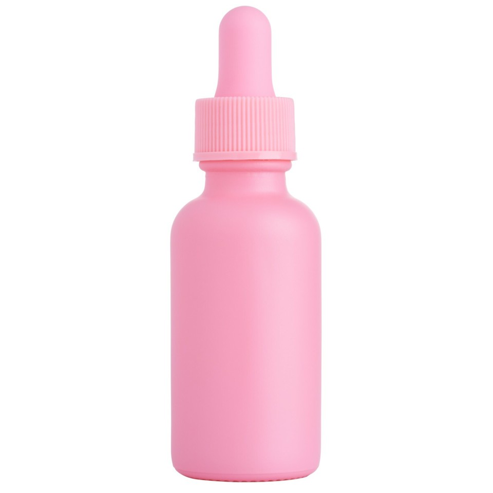 Pink Coated Boston Round Glass bottles Pink Dropper Cap 1 oz / 30 ml 12 ...