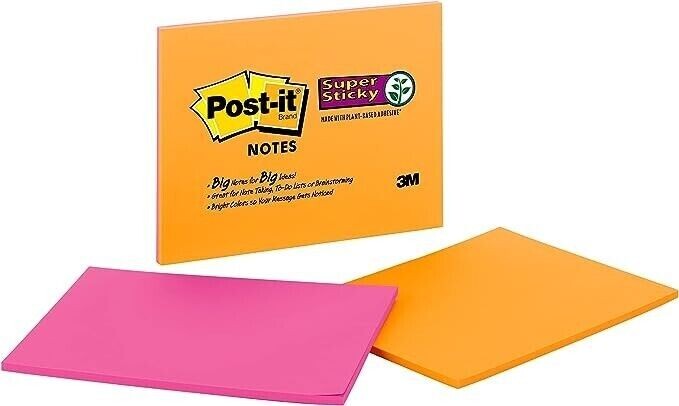Post-it Super Sticky Notes 6845-SSP-2PK 90 Pages 8" x 6" Brand New! | eBay