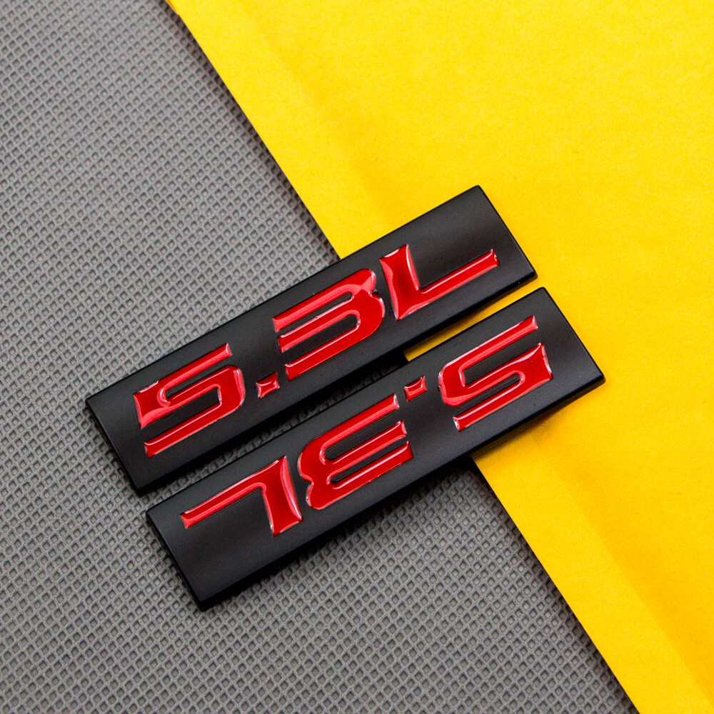 2x Black & Red Metal 5.3L Engine Badge Sticker Fender Trunk Sport ...