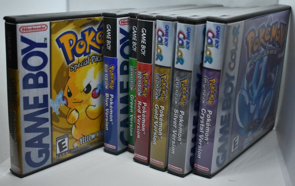 Pokemon Blue Red Green Yellow Crystal Gold Silver Display Cases GBC ...