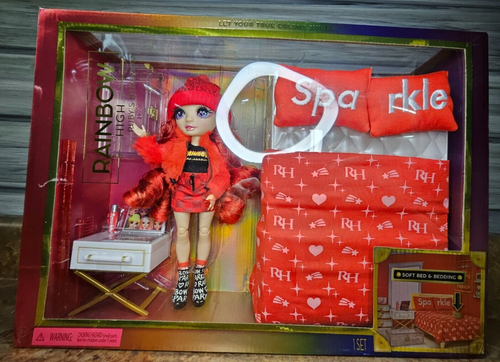 Rainbow High Ruby’s Bedroom Playset Bundle, Includes Bed, Laptop ...