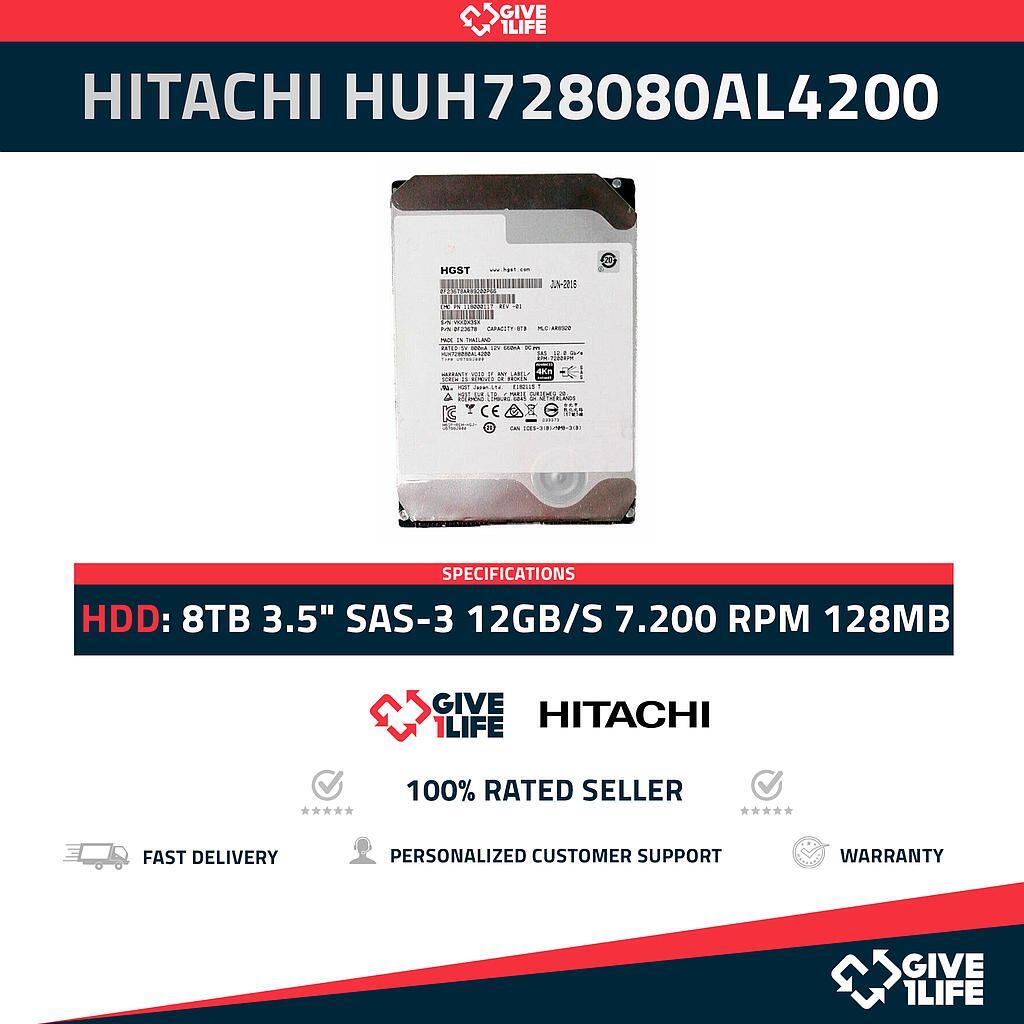 HITACHI HUH728080AL4200 8TB Formato Avanzado 4KN HDD 3.5" SAS-3 12GB/S ...