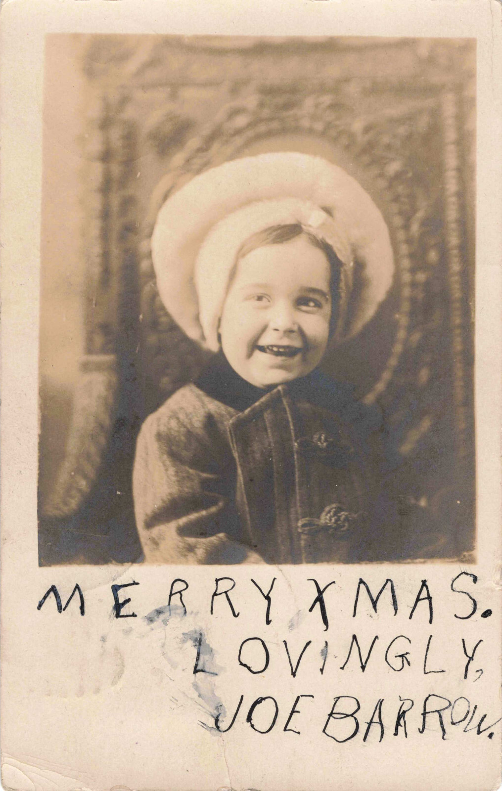 Postcard RPPC Merry Christmas Lovingly Young Girl posted 1908 MO TX ...