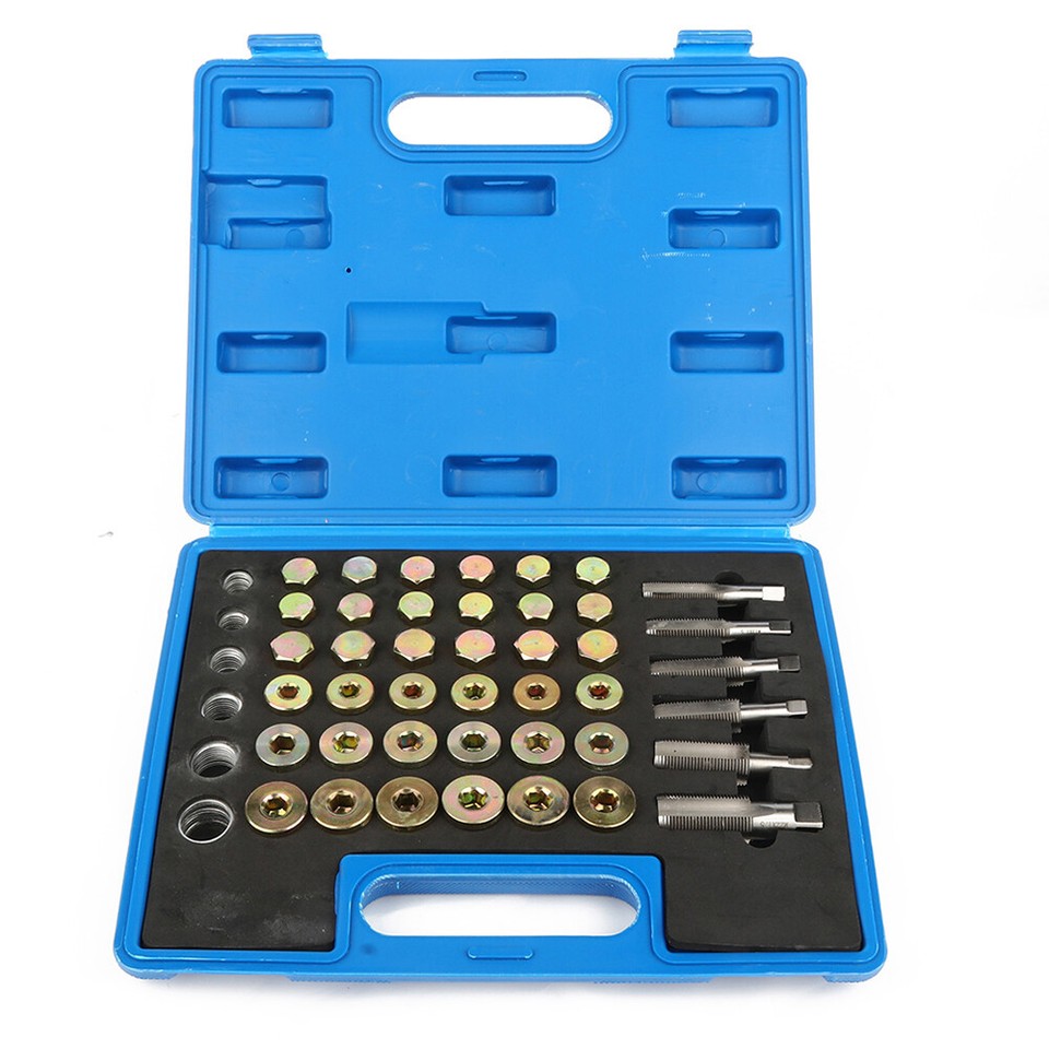 114pc Oil Pan Drain Sump Plug Key Set Thread Repair Tool Kit Set Drain ...