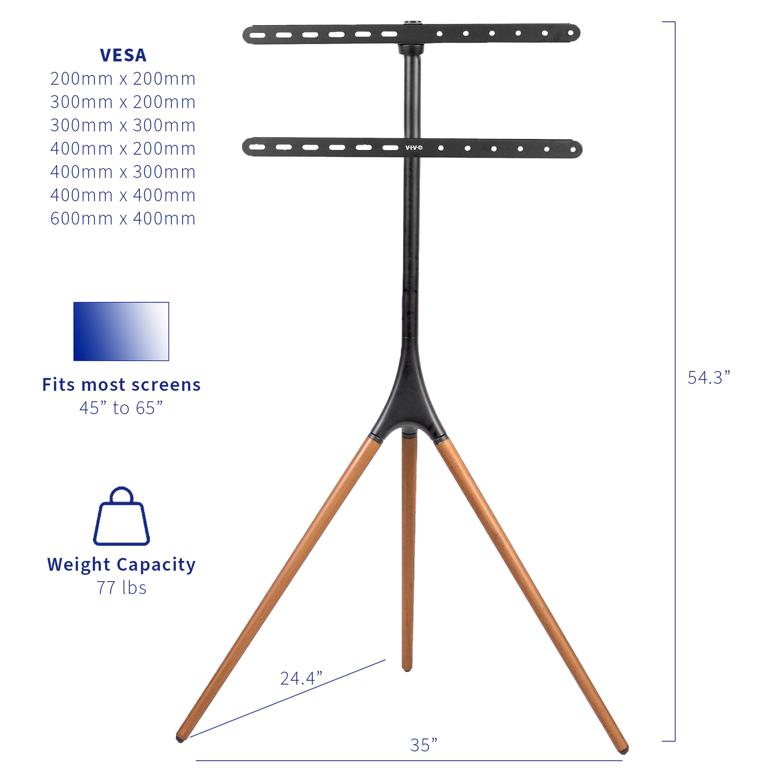 VIVO Artistic Easel 45" to 65" Screen Studio TV Tripod Adjustable Floor ...