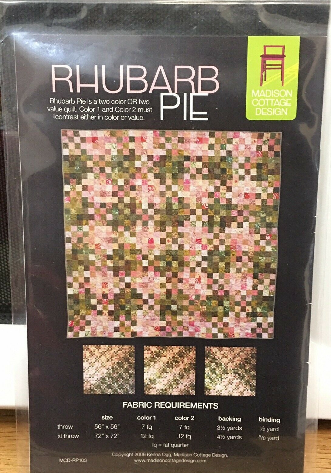 Madison Cottage Design RHUBARB PIE Quilt Blanket Pattern 2 Size ...