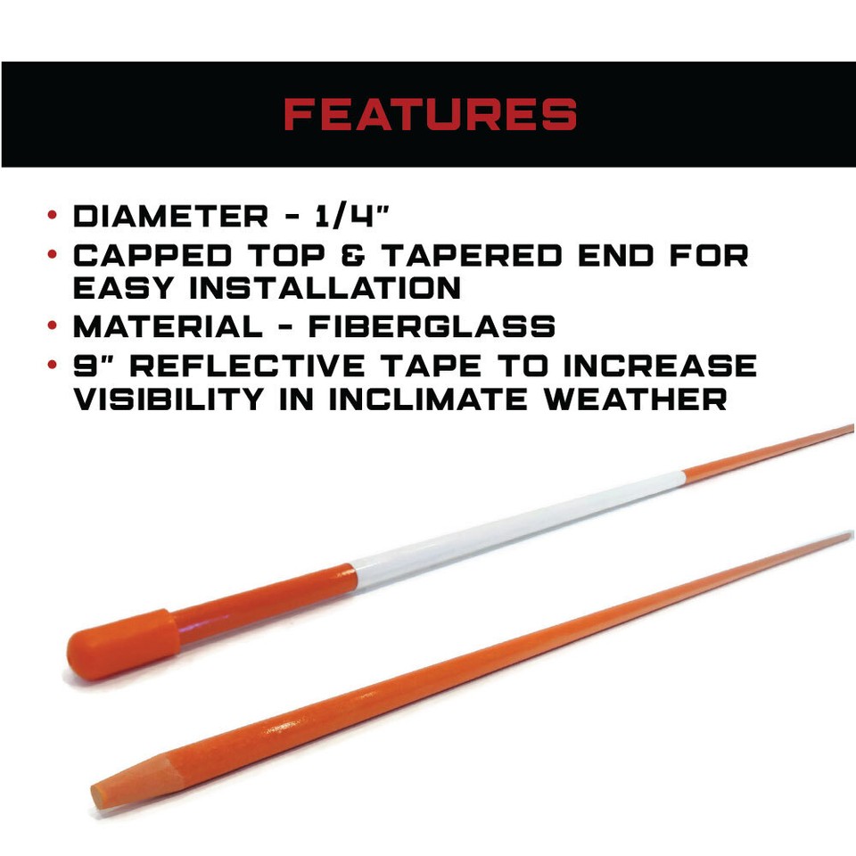 (Pack of 25) Landscape Driveway Markers Rod for Visibility when Snow ...