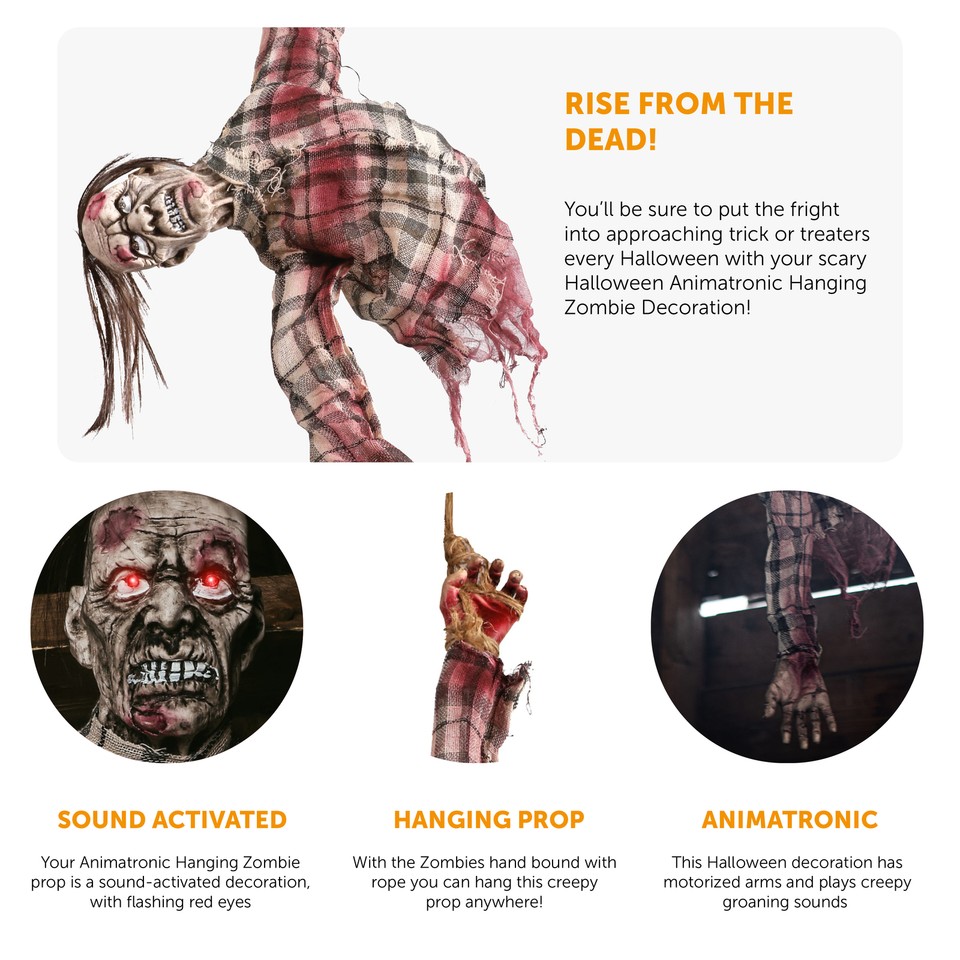 80CM HANGING ZOMBIE LIGHT MOVING SOUND ANIMATED HALLOWEEN DECORATION ...