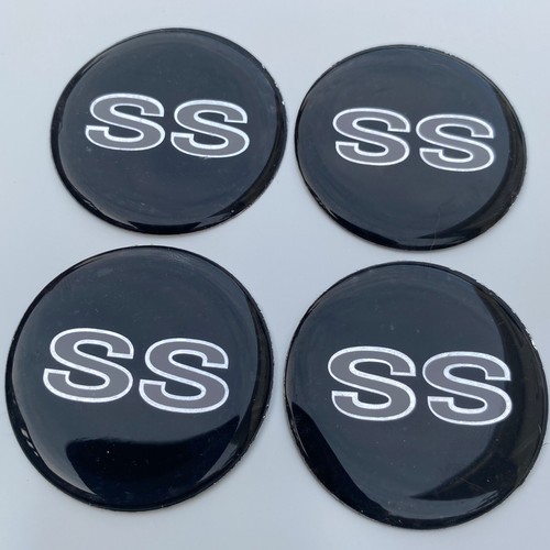 Chrome and grey SS SUPER SPORT WHEEL RALLY STEERING Center Cap STICKER ...