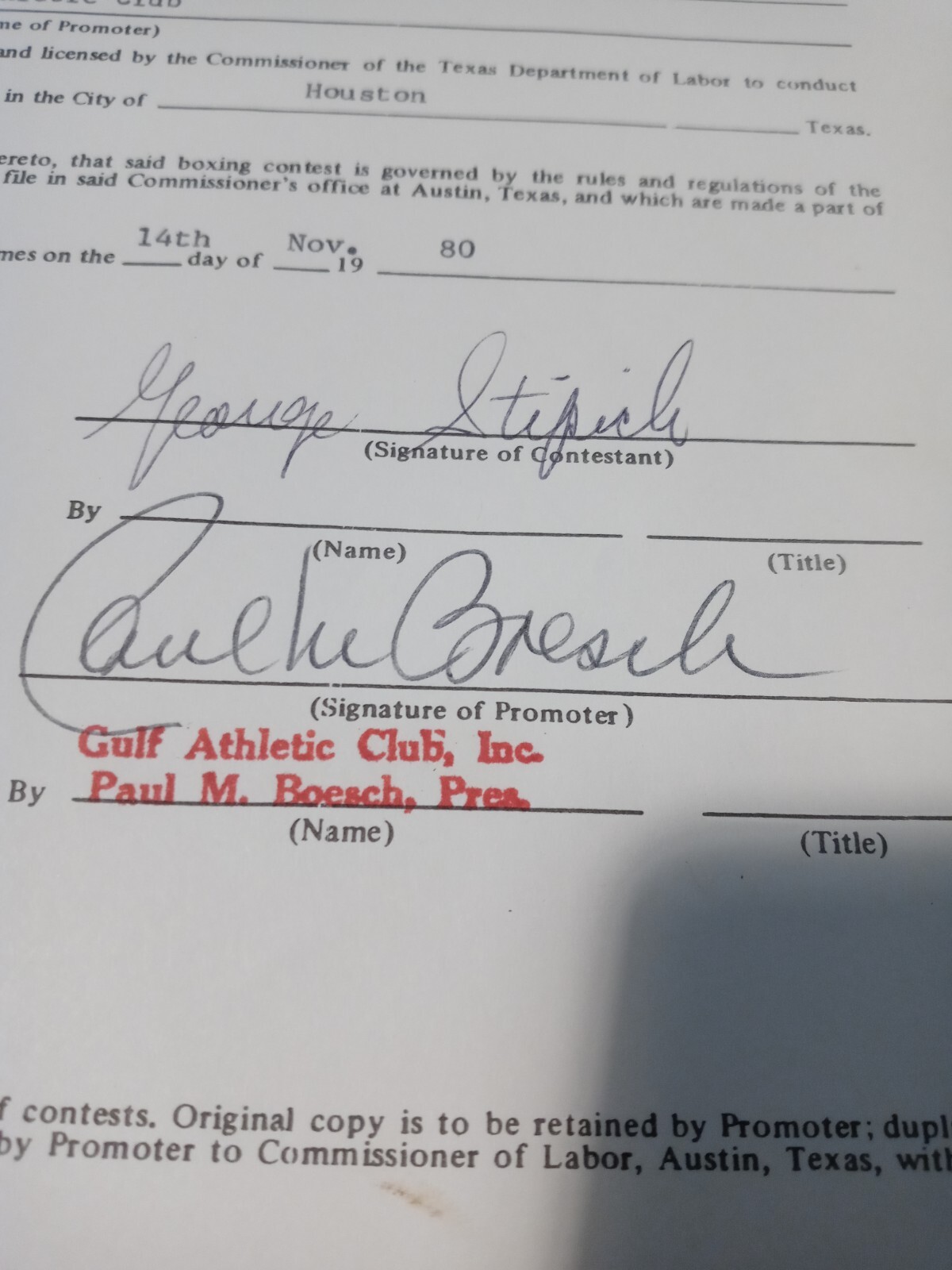Stan Stasiak Signed Wrestling contract. Super Rare! WWWF, WWF, WWE ...