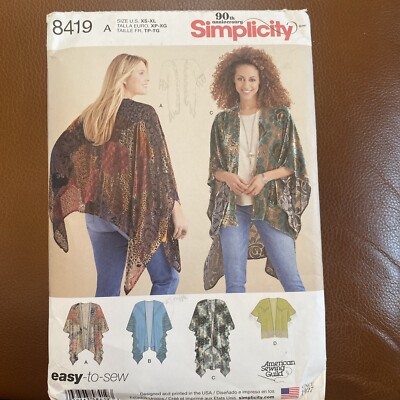 Simplicity 8419 EASY Kimono Style Wraps w Variations Sz 6-24 UNCUT ...