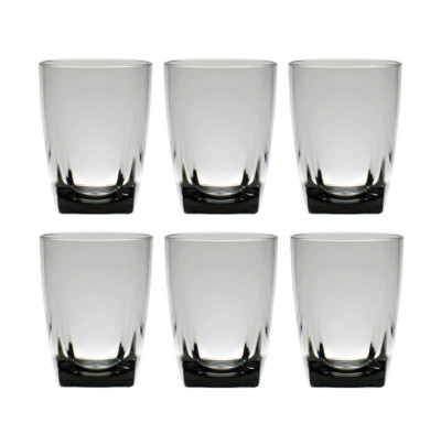 QG 16 oz Clear Smoke Grey Acrylic Plastic Cup with Square Base Tumbler ...