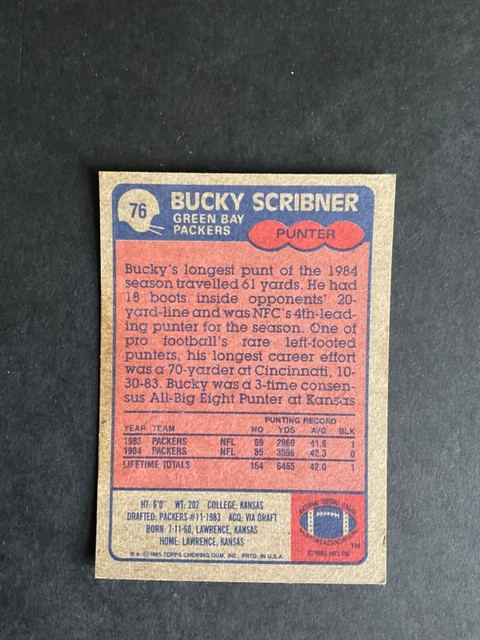 1985 Topps - #76 Bucky Scribner (RC) for sale online | eBay